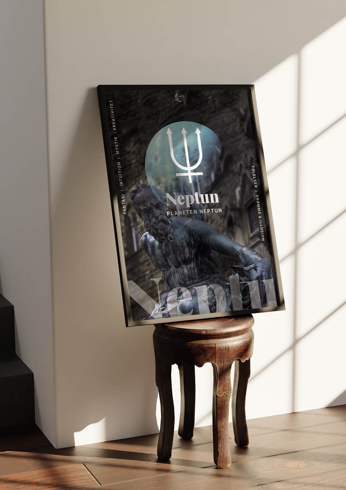 Planeten Neptun plakat med symboler og nøgleord → Shop hos HEX Nordic